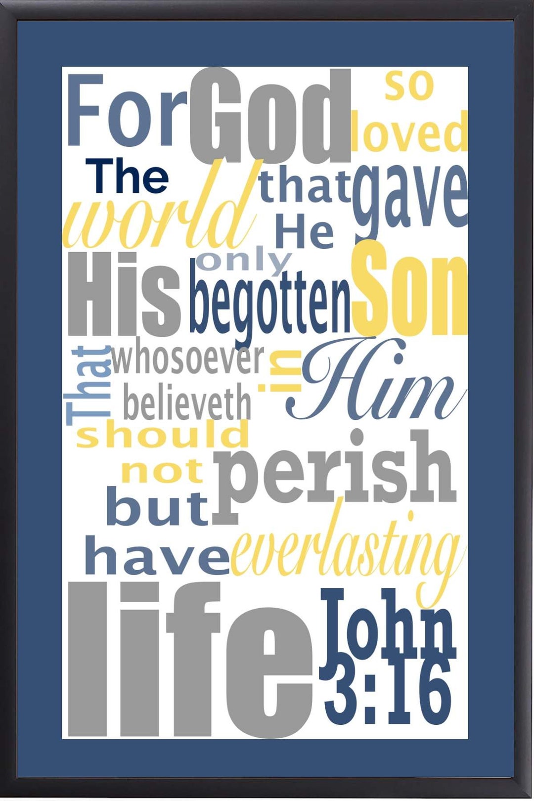 Scripture Art Digital Poster 24x36 20x30 John 3 16 Bible Verse Wall ...