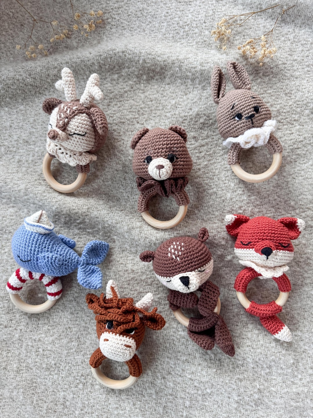 Rattle, Baby Rattle, Animal, Birth, Baby Gift, Rabbit, Otter, Bear ...