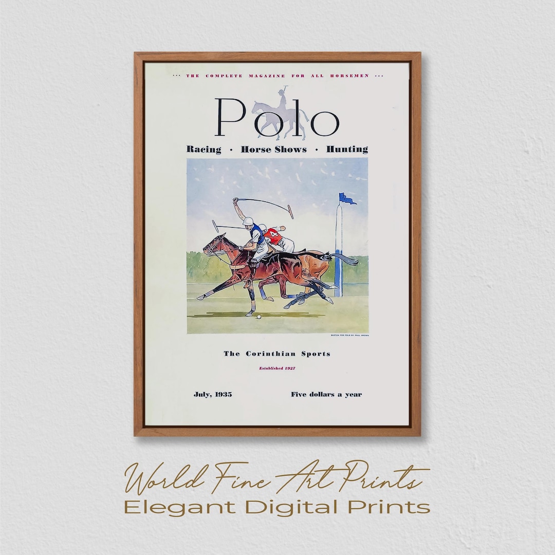 Vintage 1935 Polo Magazine Cover Art | Equestrian Decor (digital ...