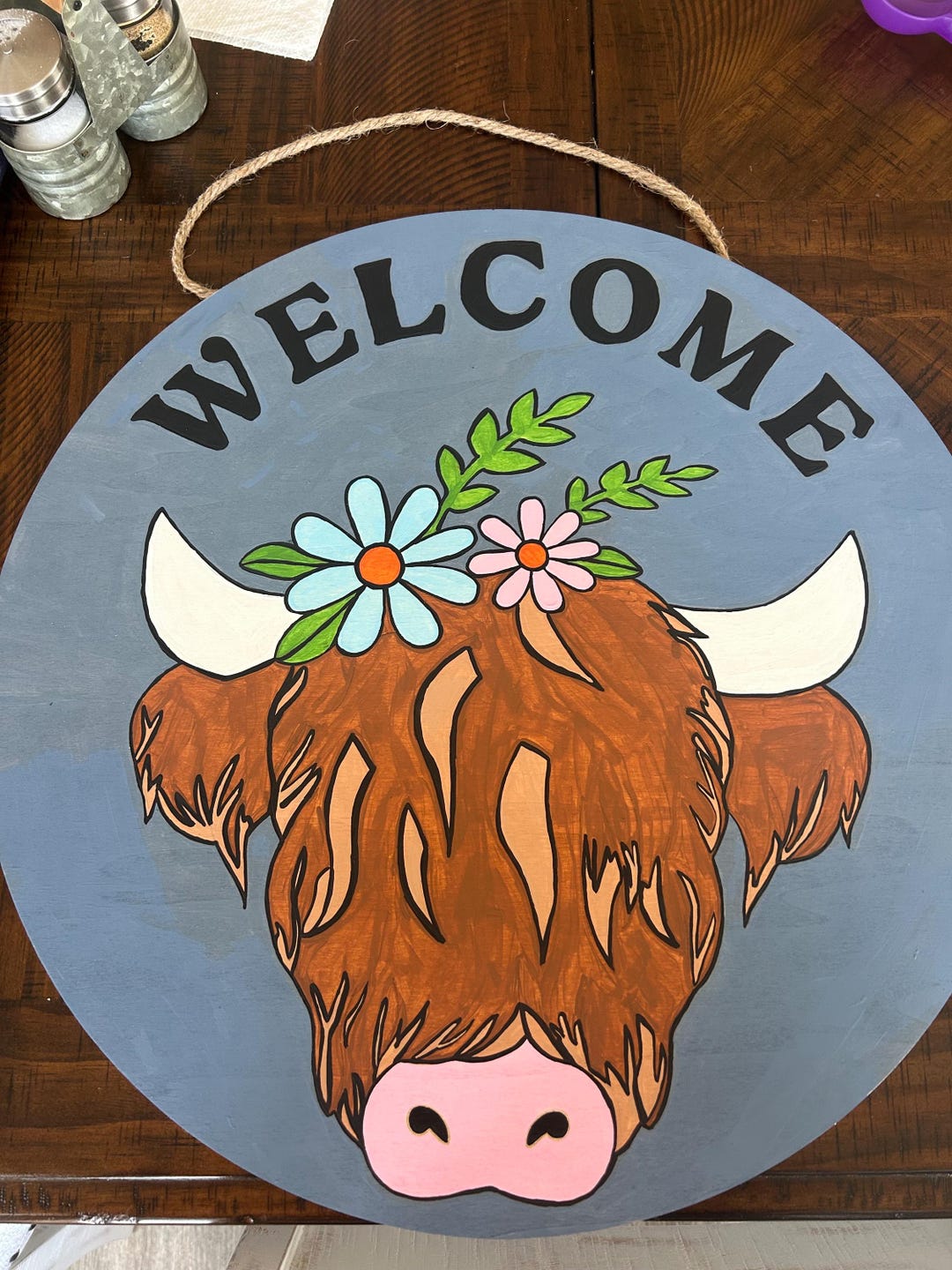Hand Painted Highland Cow Sign - Etsy