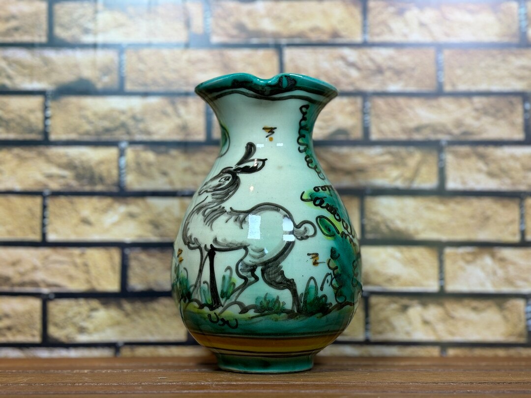 Traditional Spanish Ceramic Jug With Deer Motifs 1960s - Etsy