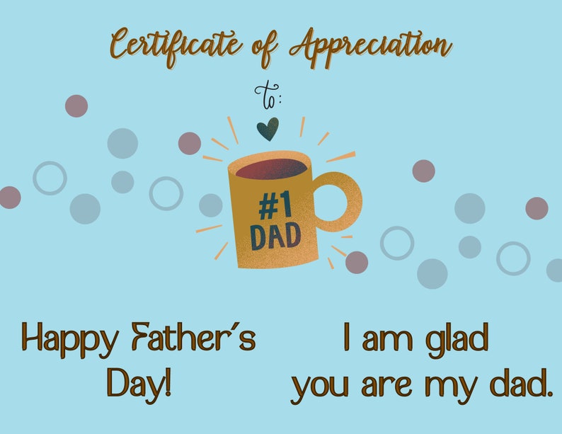 Father's Day Certificate of Appreciation - Etsy