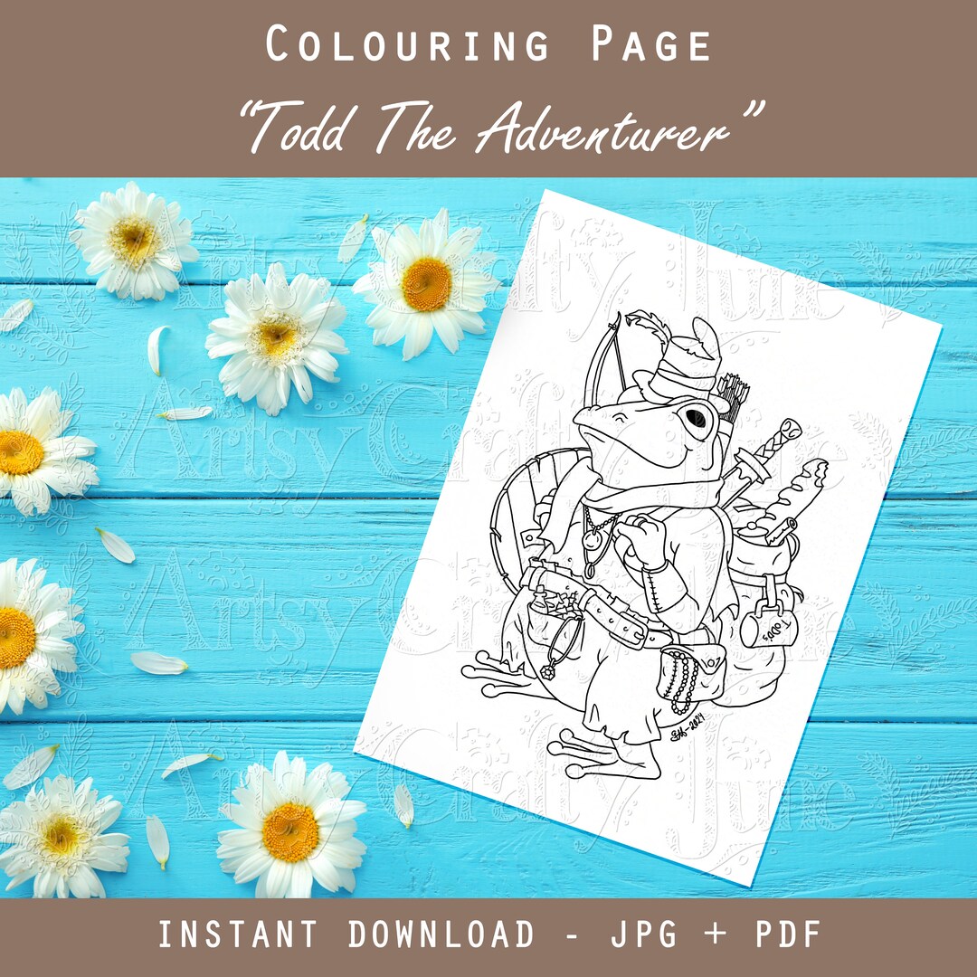Todd the Adventurer Colouring Page instant Digital Download, Jpg Pdf ...