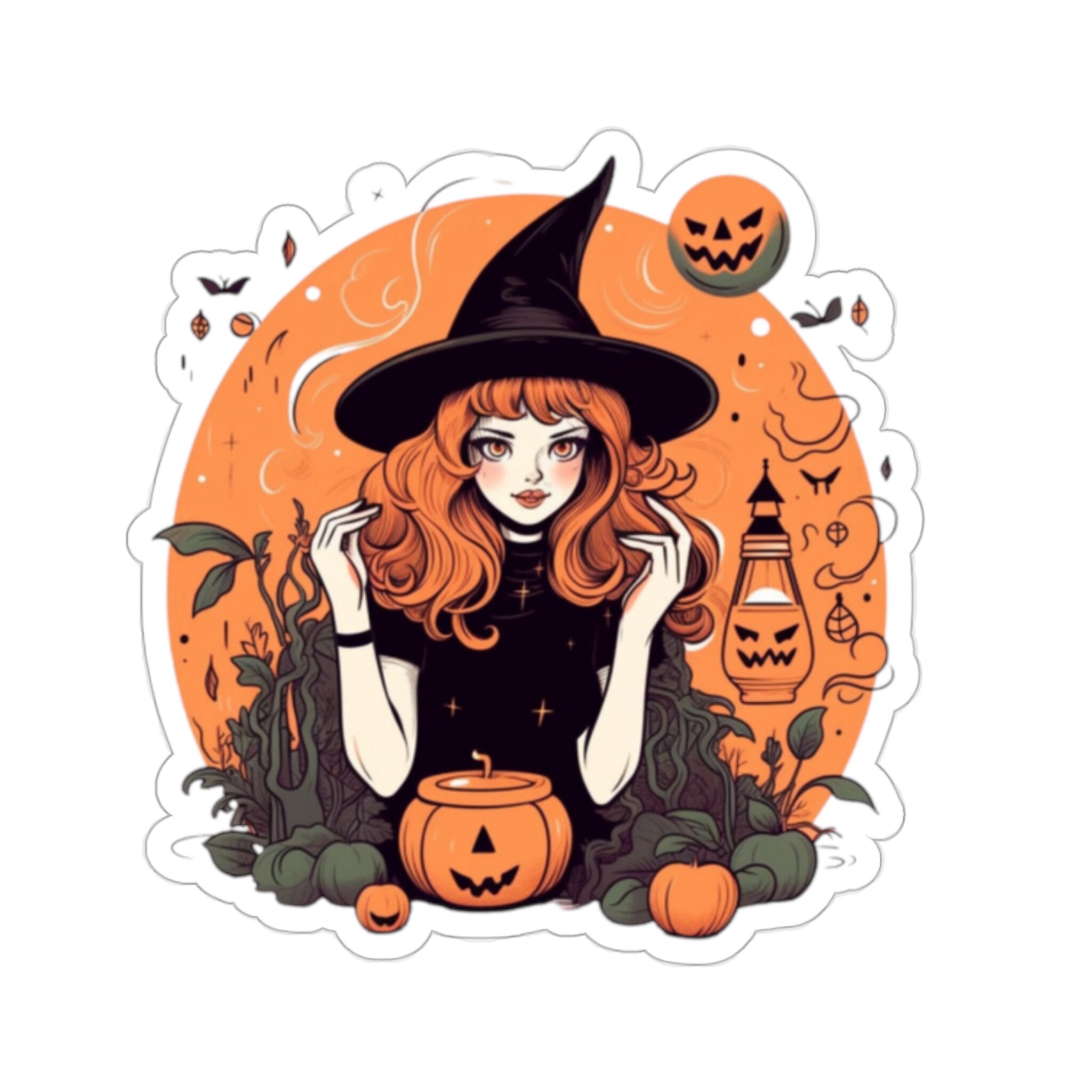 Witch Sticker, Halloween Sticker, Pumpkin Sticker, Cool Stickers ...