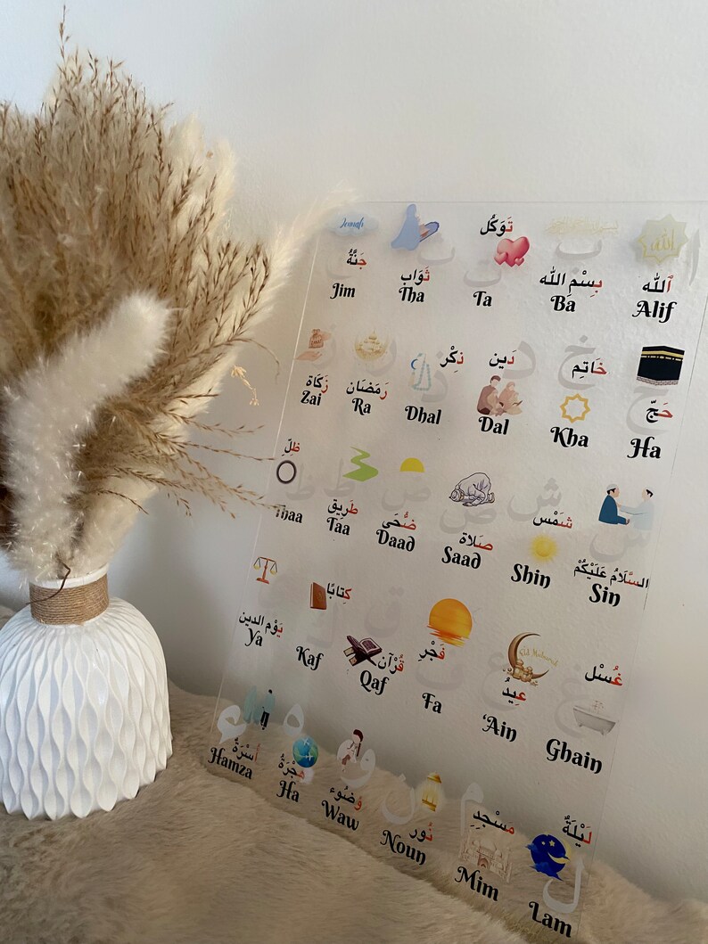 Islamic ARABIC ALPHABET PAINTING Plexiglass Acrylic Prayer Invocation ...