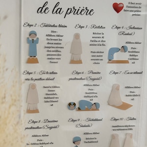 Étapes de la prière - islamique Plexiglass Acrylique prière invocation enfant affiche Islam ...