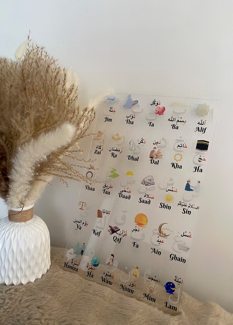 Islamic ARABIC ALPHABET PAINTING Plexiglass Acrylic Prayer Invocation ...