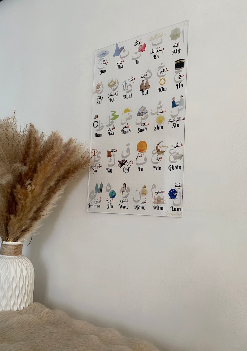 Islamic ARABIC ALPHABET PAINTING Plexiglass Acrylic Prayer Invocation ...