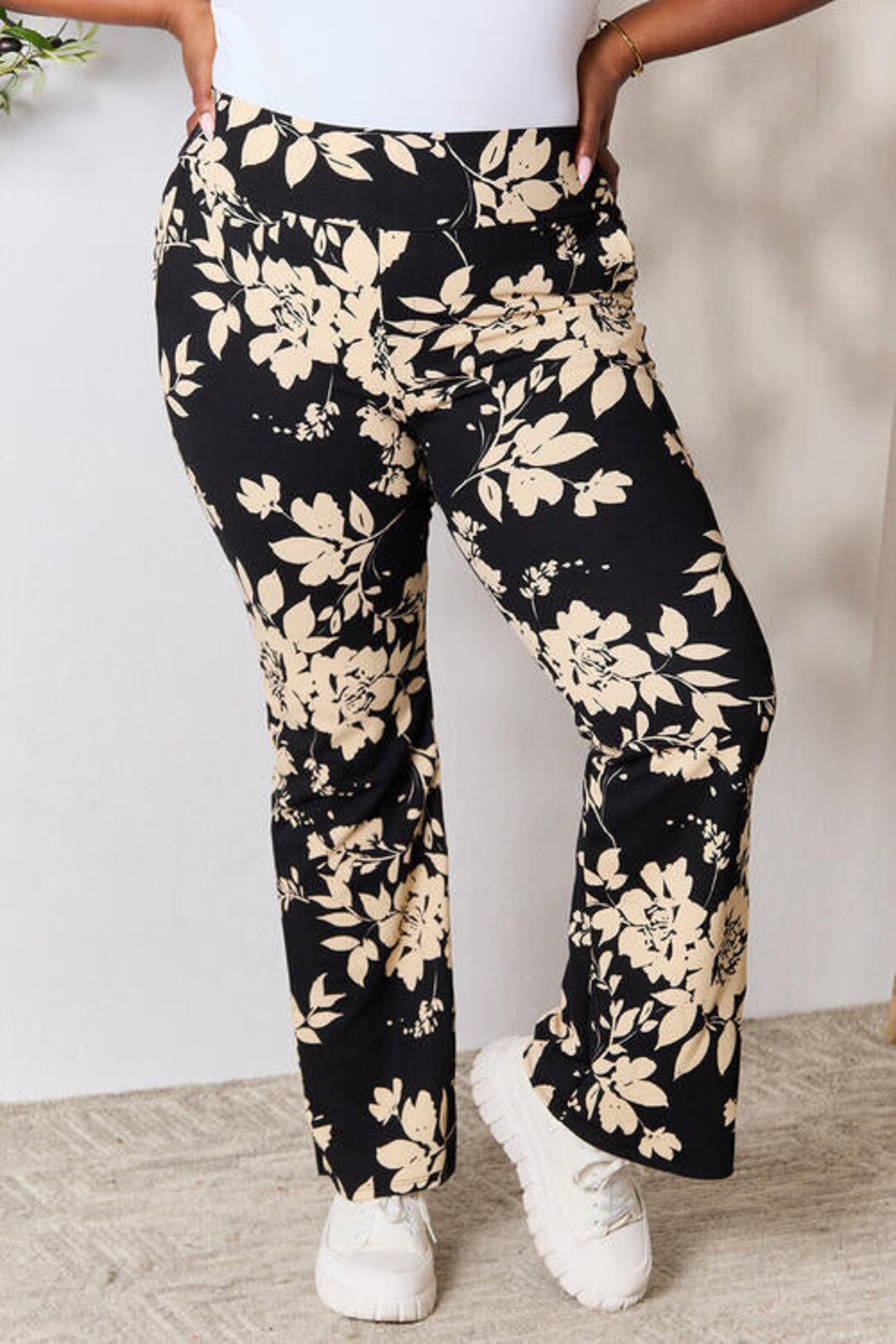 Full Size High Waist Floral Flare Pants Womens Fancy Pant - Etsy