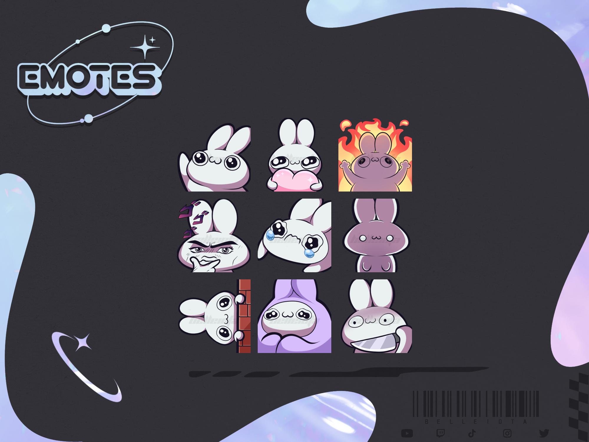 Silly Bunny Emote Set | Twitch / Discord / Youtube / Kick Emotes and ...