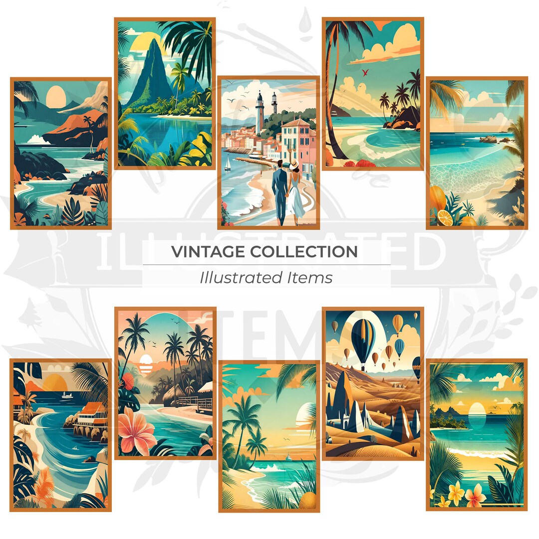 Set of 10 Posters Digital Prints Vintage Art Vintage Wall - Etsy