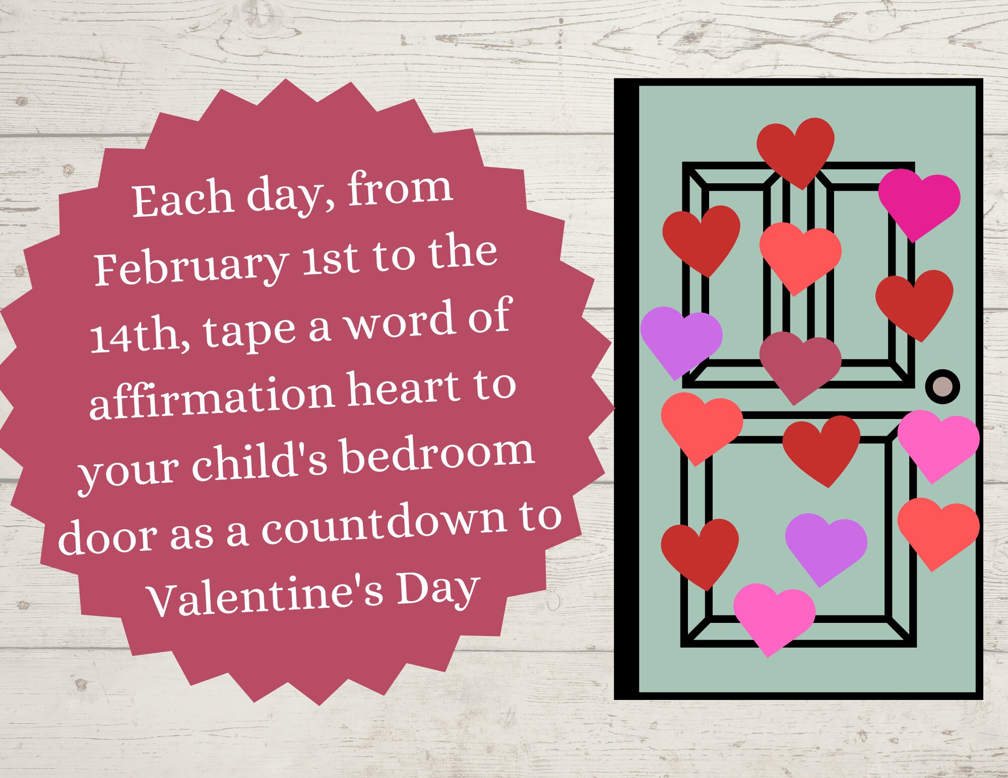 Valentine Hearts for Door, Valentine Countdown Door Hearts, Valentine's ...