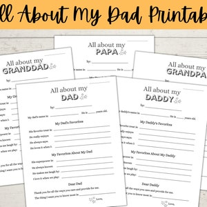 All About My Dad Printable, Father's Day Printable, All About My Daddy ...
