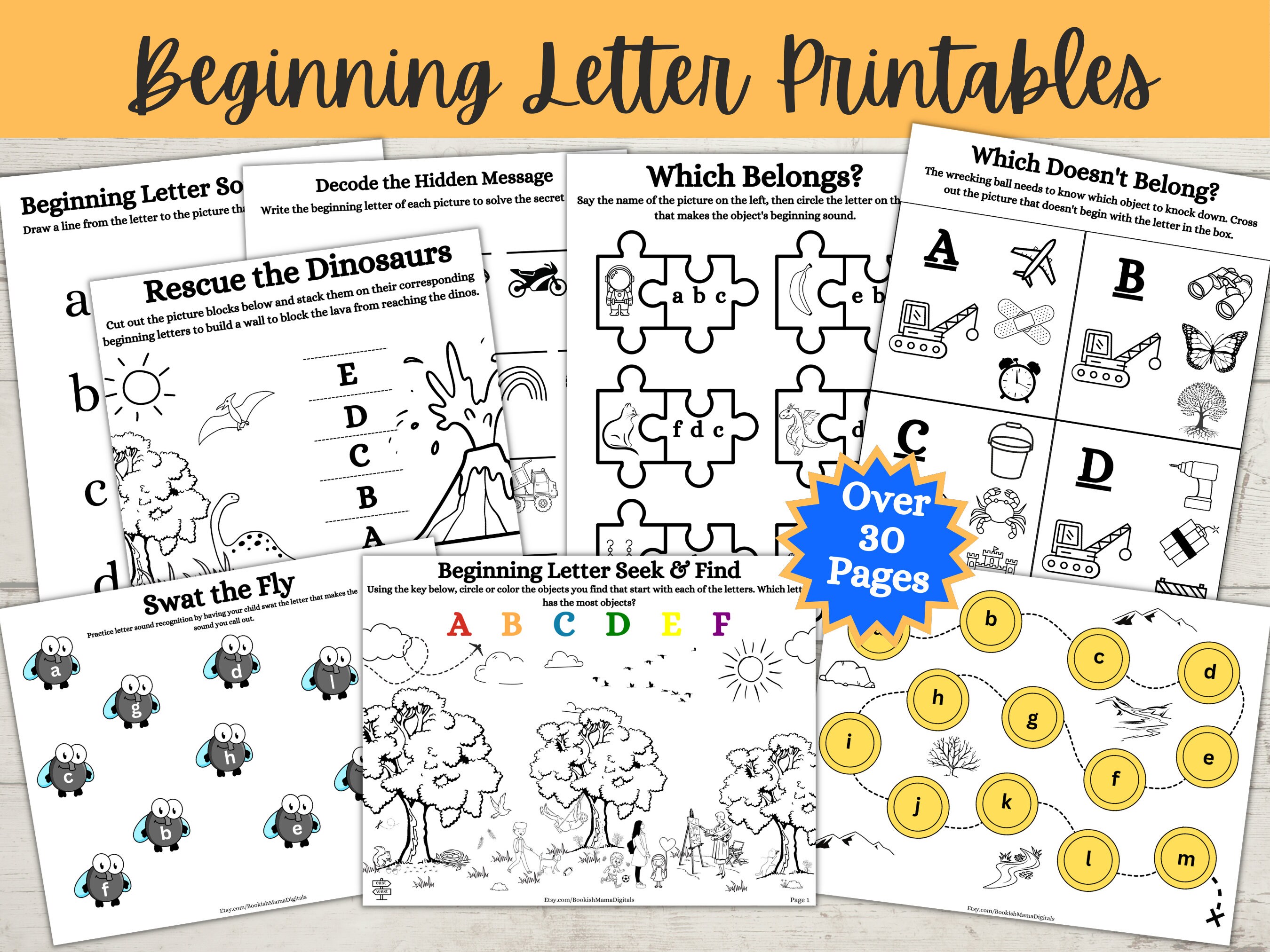 Beginning Letter Sound Activities, Pre K Beginning Letter Printables ...