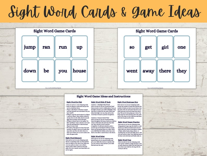 Sight Word Flash Cards, Sight Word Game Ideas, Sight Word Printables ...