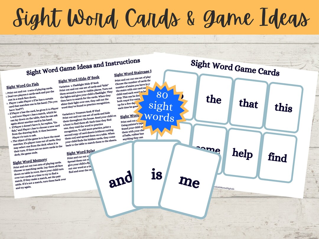 Sight Word Flash Cards, Sight Word Game Ideas, Sight Word Printables ...