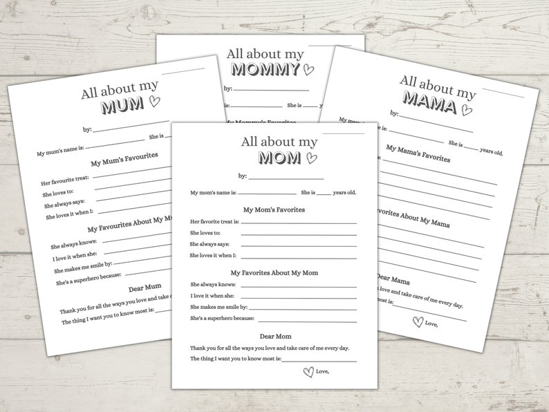 All About Mom, All About My Mom Mother's Day Printable, All About My ...