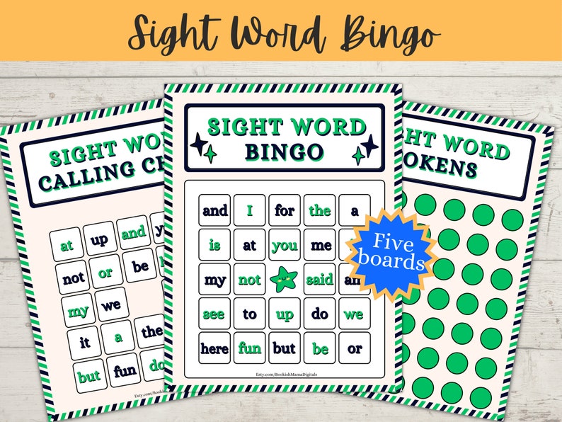 Sight Word Bingo, Sight Word Learning Activities, Pre-k Printables - Etsy