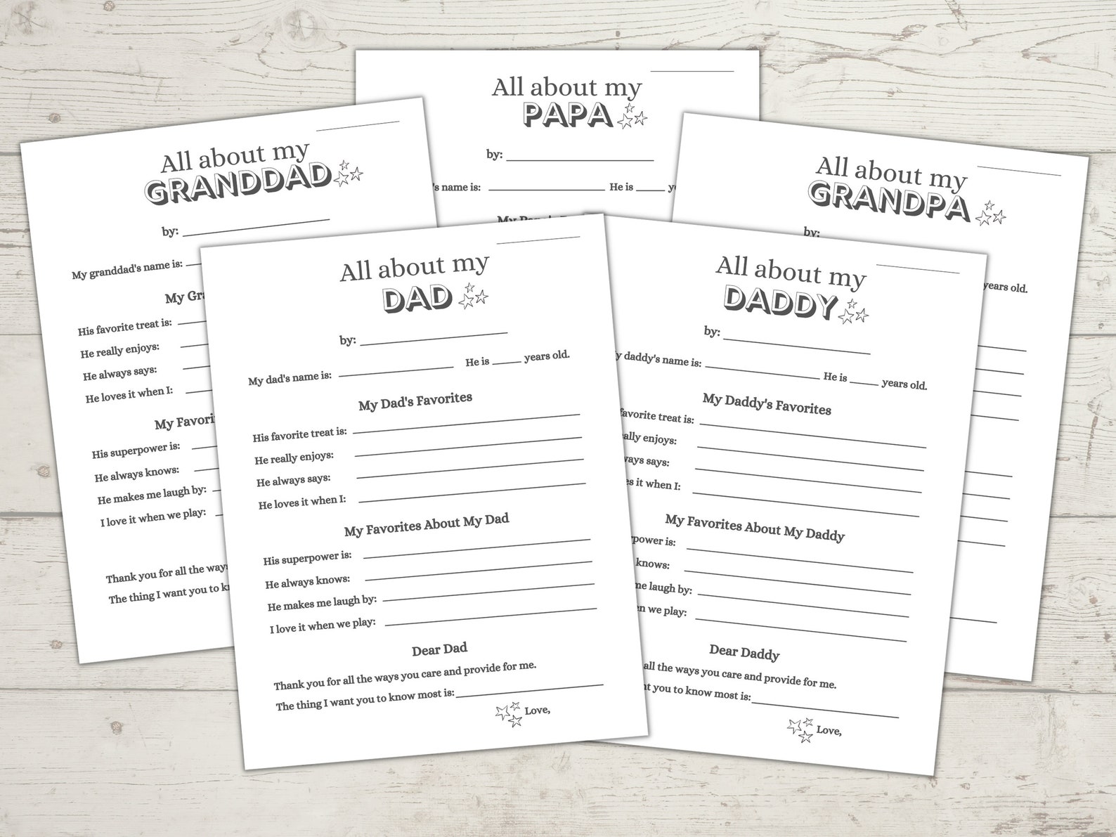 All About My Dad Printable, Father's Day Printable, All About My Daddy ...