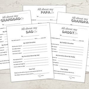 All About My Dad Printable, Father's Day Printable, All About My Daddy ...