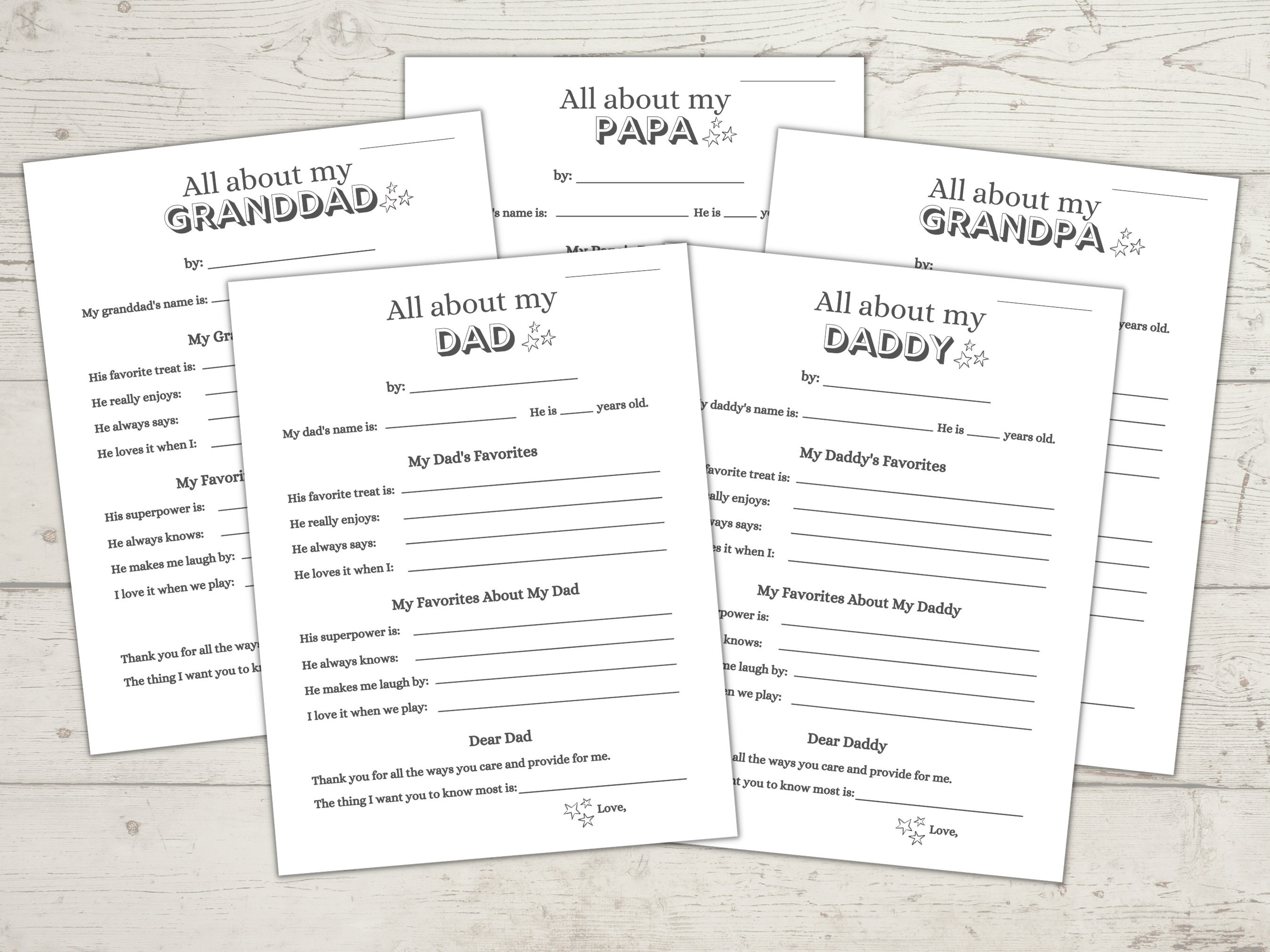 All About My Dad Printable, Father's Day Printable, All About My Daddy ...