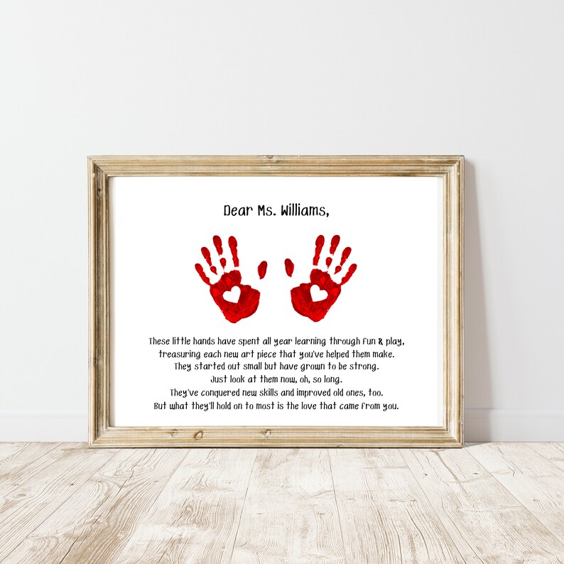 Teacher Appreciation Handprint Art, End of Year Teacher Gift, Teacher ...
