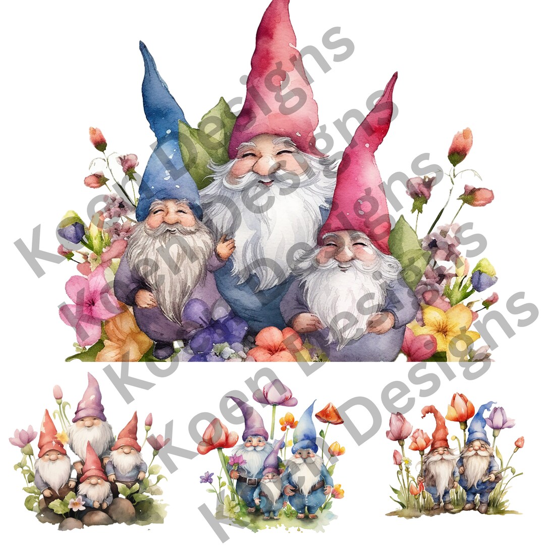 4x Spring Flower Gnome Sublimation Clipart Hello Spring Gnome PNG With ...
