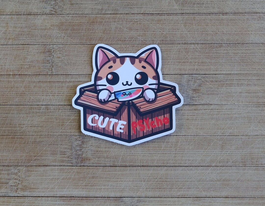 Cat Comic Stickers: Psycho Stickers, Cool, Evil Animal Stickers, Vinyl ...