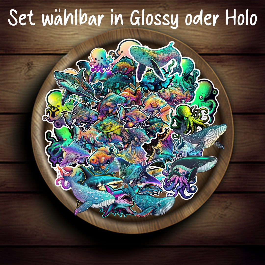Glitter Stickers Underwater Sticker Set 72 Pieces, Fish, Octopuses ...