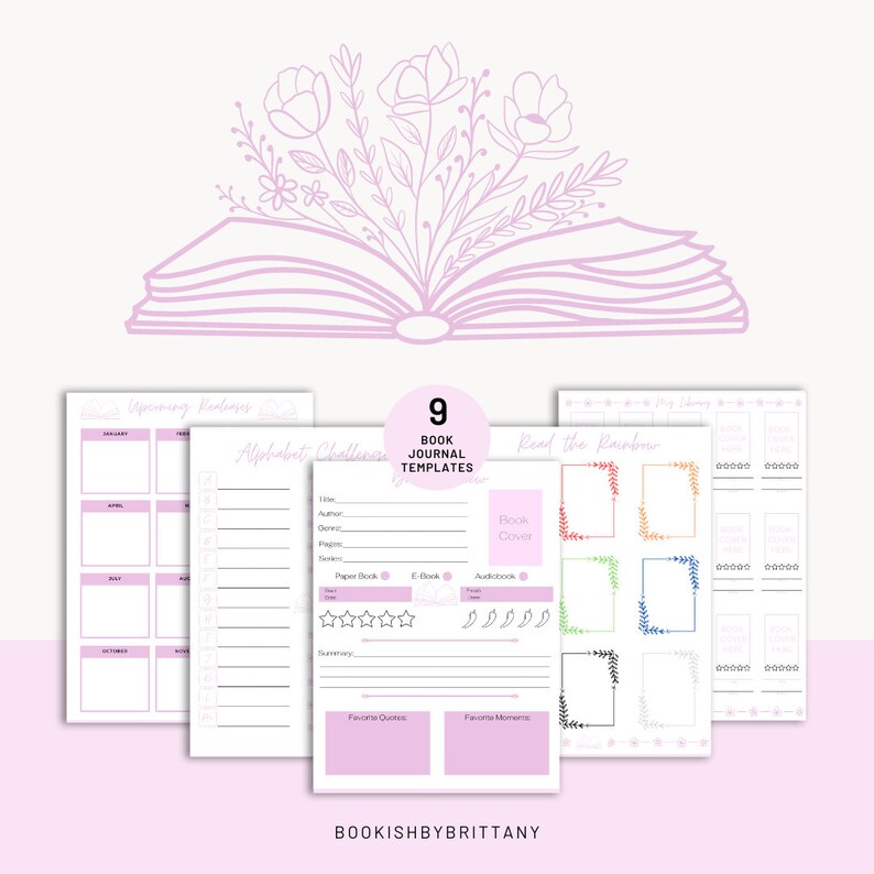 Book Journal Bundle Templates Printable Reading Journal - Etsy