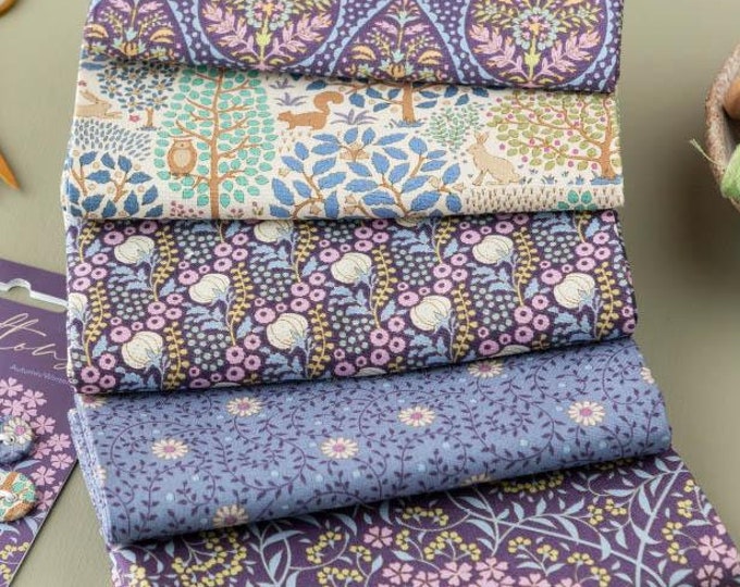NEW! Sanctuary by Tilda Fabrics - 5 Pc Fat Quarter Bundle in Eggplant ...