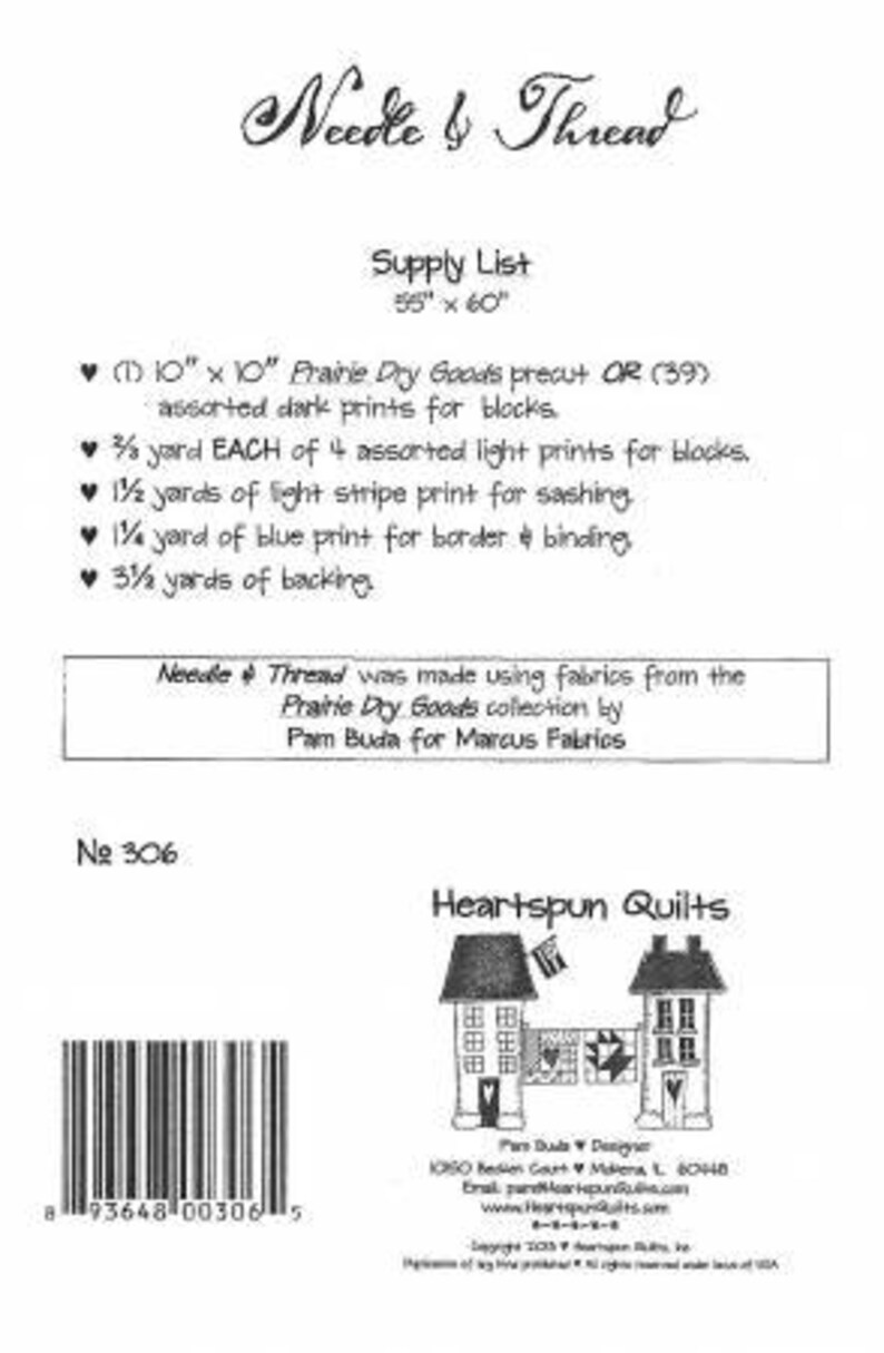 Needle & Thread by Pam Buda for Heartspun Quilts 55 X 60 Fat Quarter ...