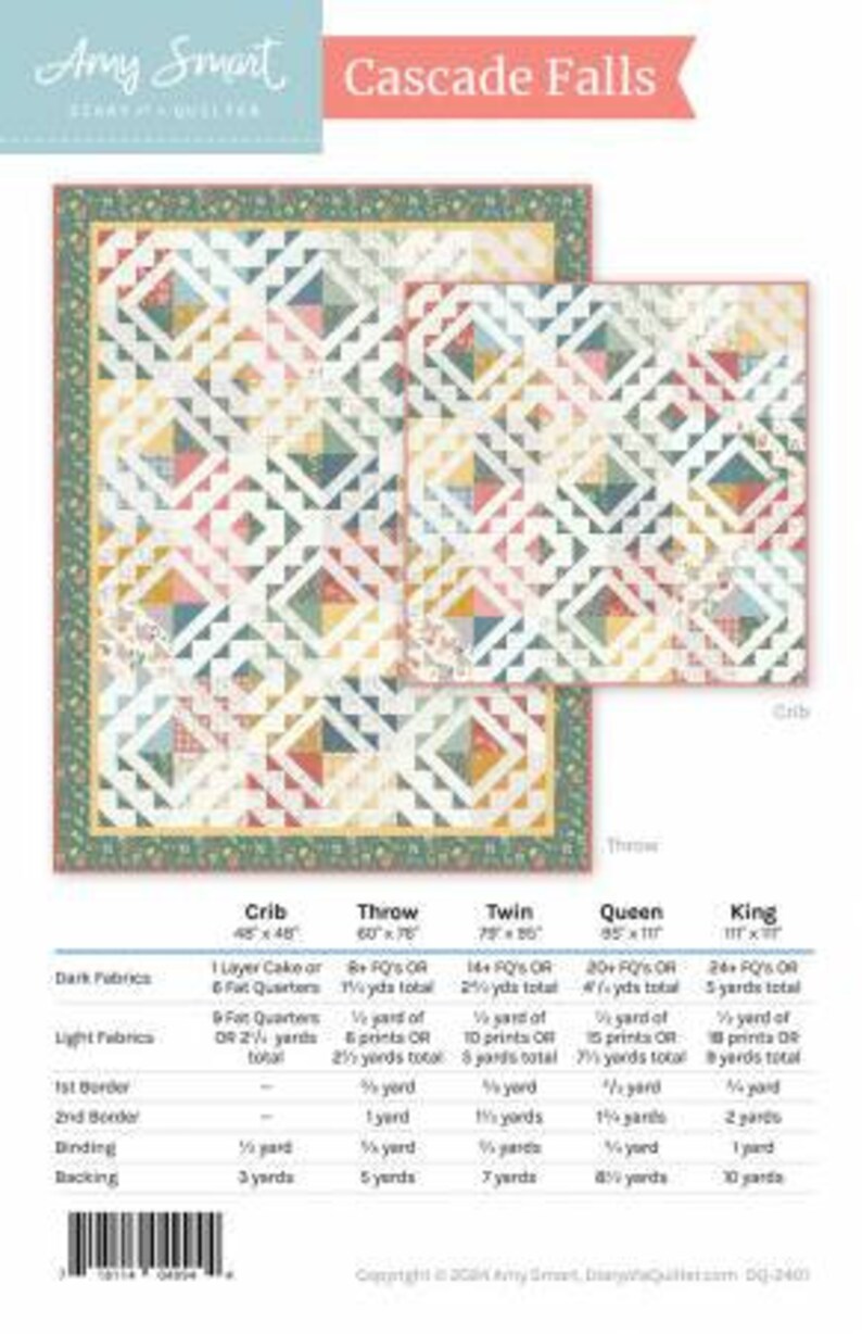 NEW From Amy Smart, Diary of a Quilter Cascade Falls Quilt Pattern 5 ...