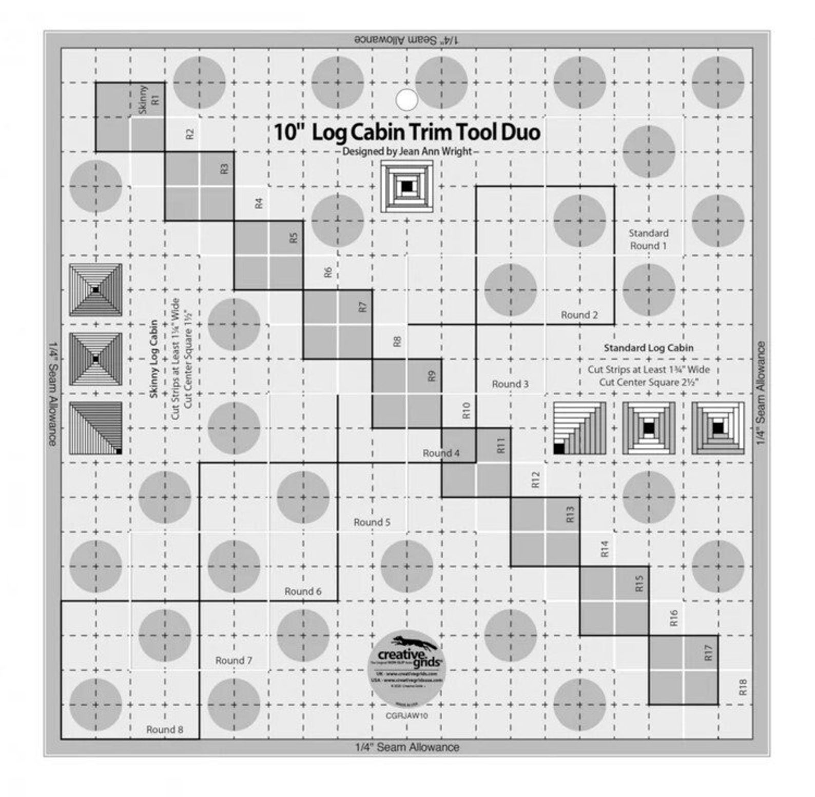 Creative Grids 10" Log Cabin Trim Tool Duo - Non-slip Ruler. #CGRJAW10 ...