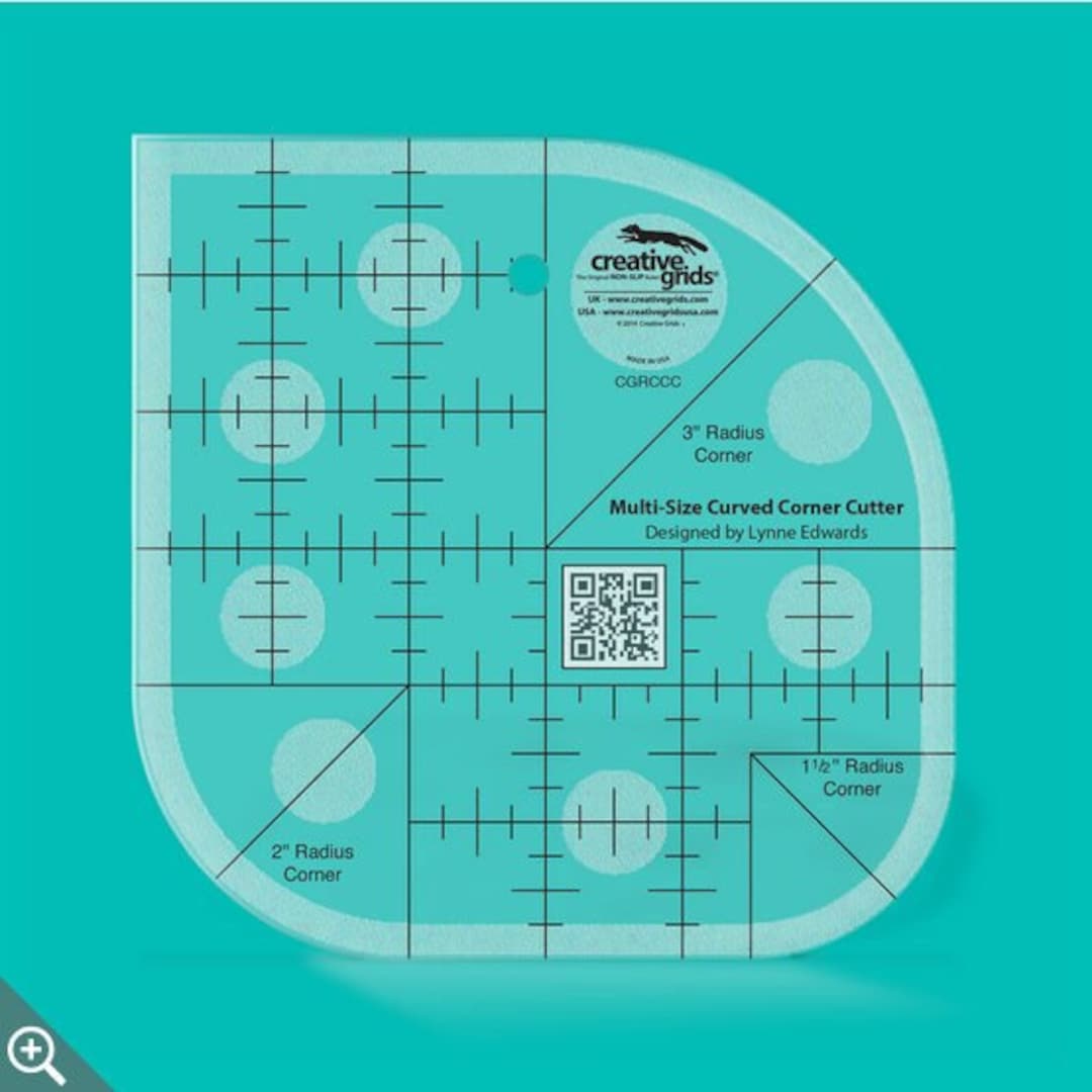 Creative Grids Curved Corner Cutter Ruler, #CGRCCC. 6 in X 6 in Ruler ...