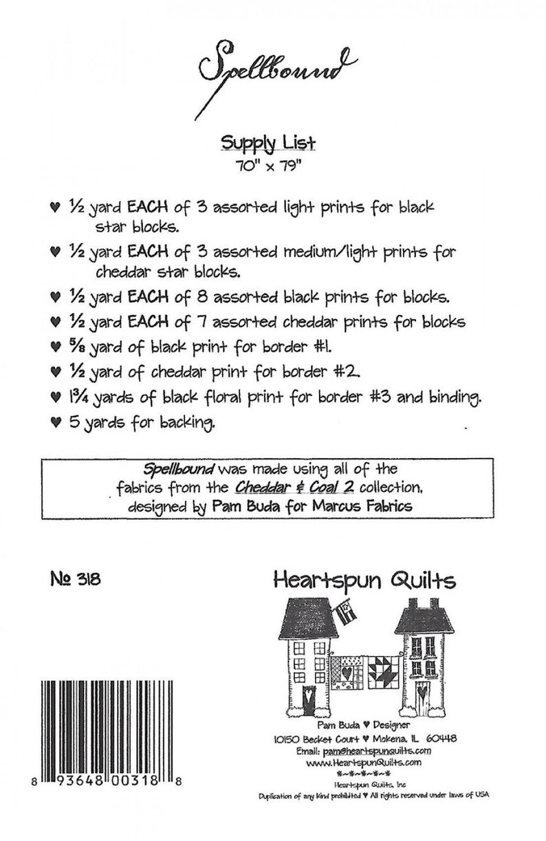 Spellbound Quilt Pattern No. 318 by Pam Buda for Heartspun Quilts - 70 ...