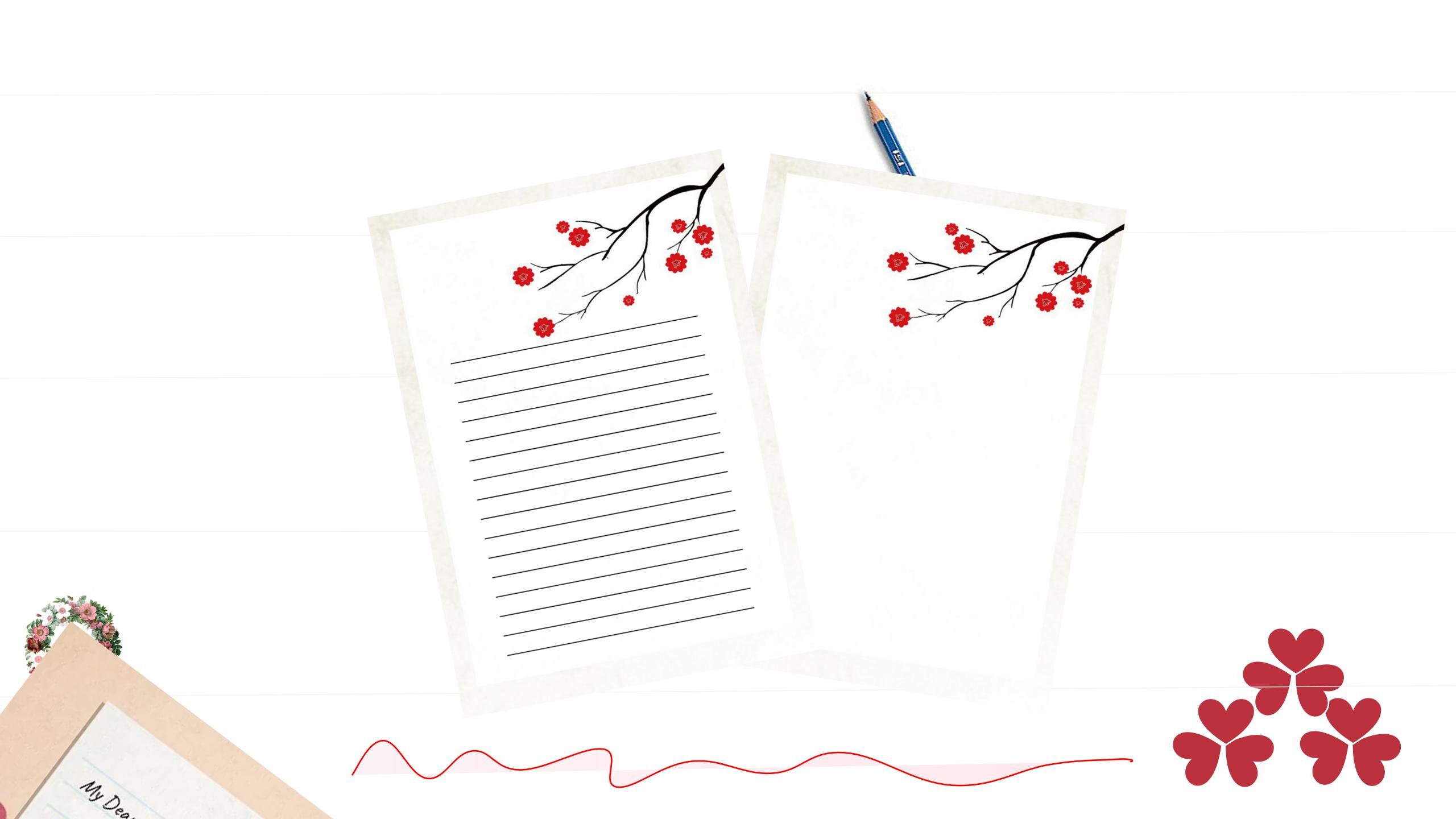 EDITABLE AND PRINTABLE Cherry Template, Stationery, Writing Paper, Cute ...