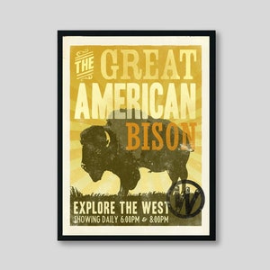 American Bison Show Poster Print: Vintage Western Wall Art - Etsy