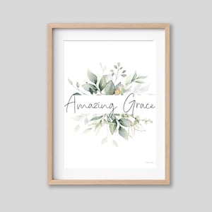 Amazing Grace Wall Sign, Scripture Wall Art Prints, Religious Art ...
