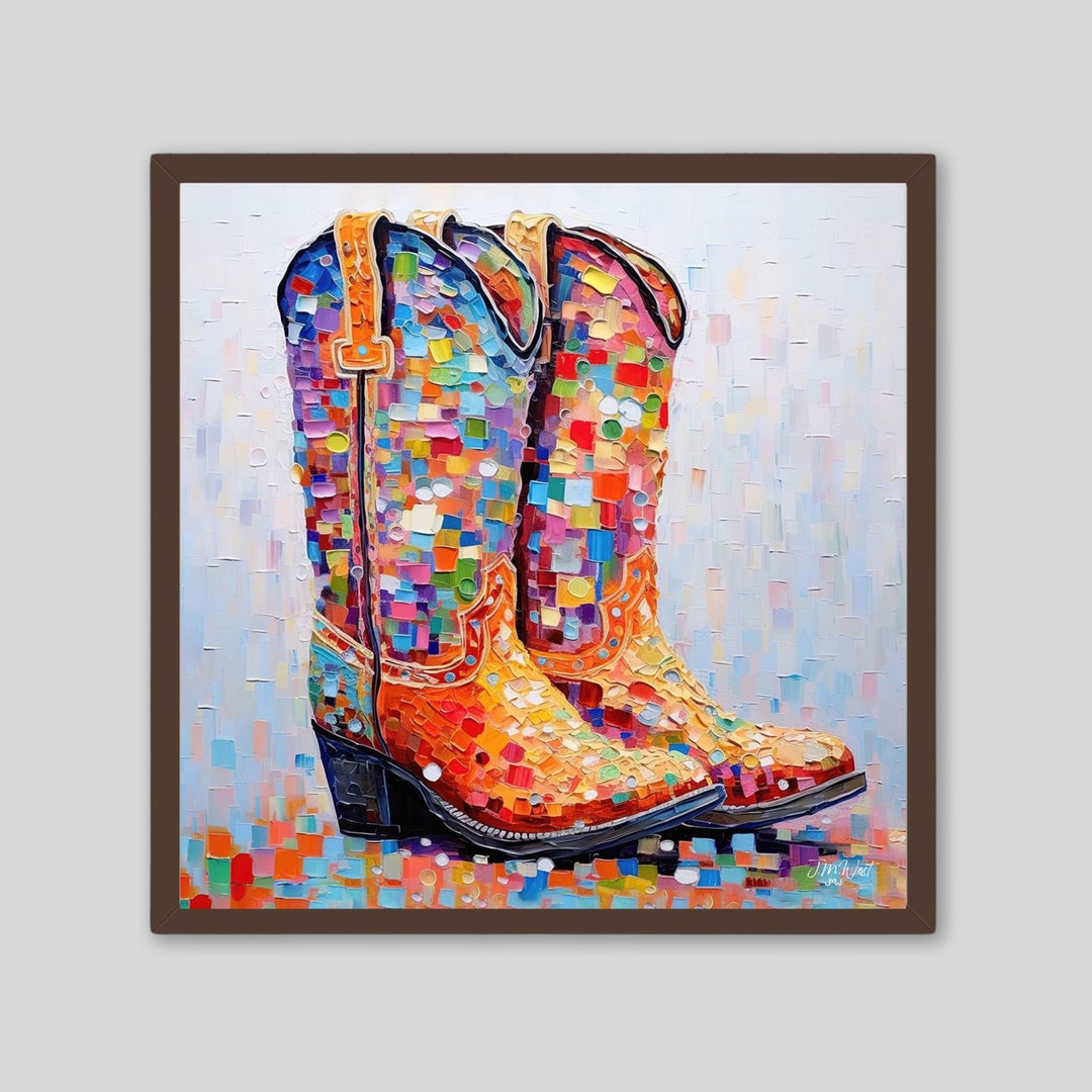 Colorful Cowboy Boots Art Print: Abstract Western Rodeo Decor - Etsy