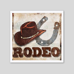Rodeo Symbol Illustration Print, Plaque Style Painting for Western ...