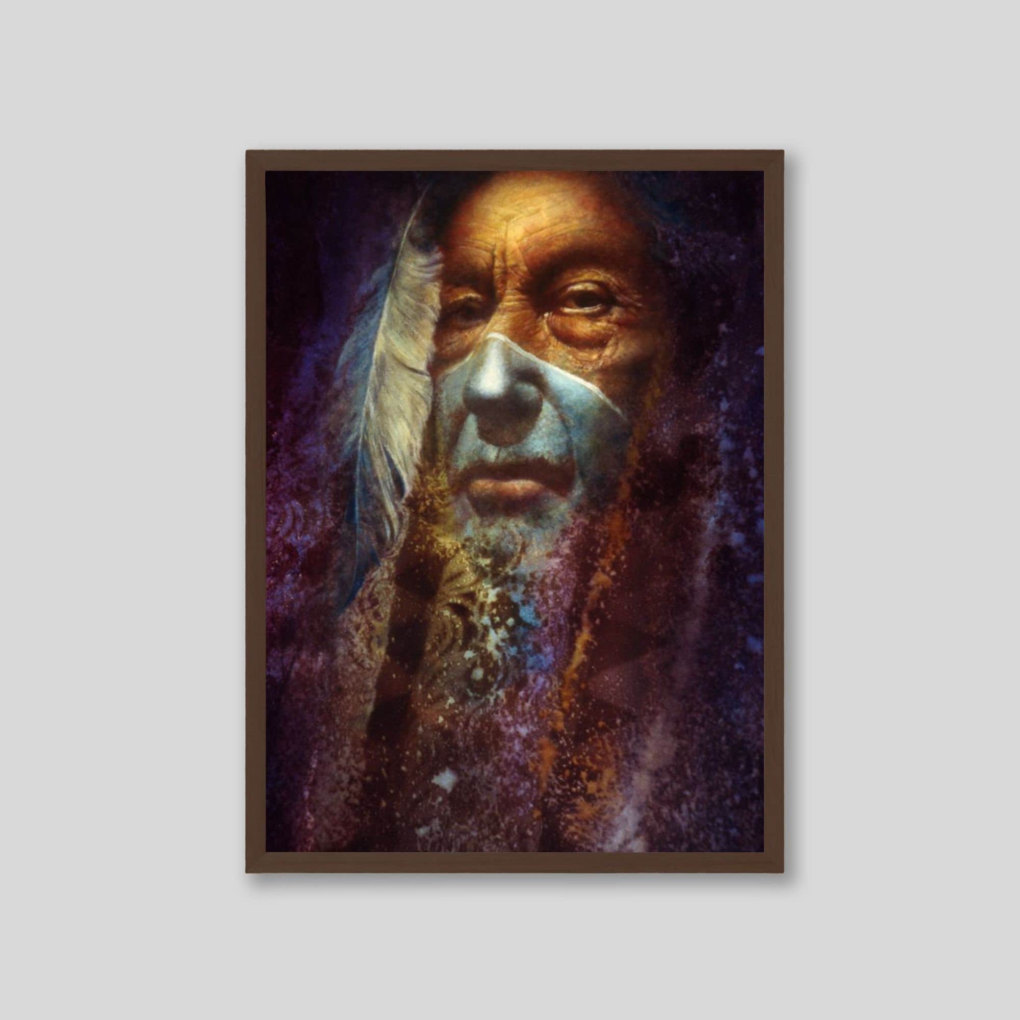 Native American Tribal Chief Fantasy Style Portrait Painting Print ...