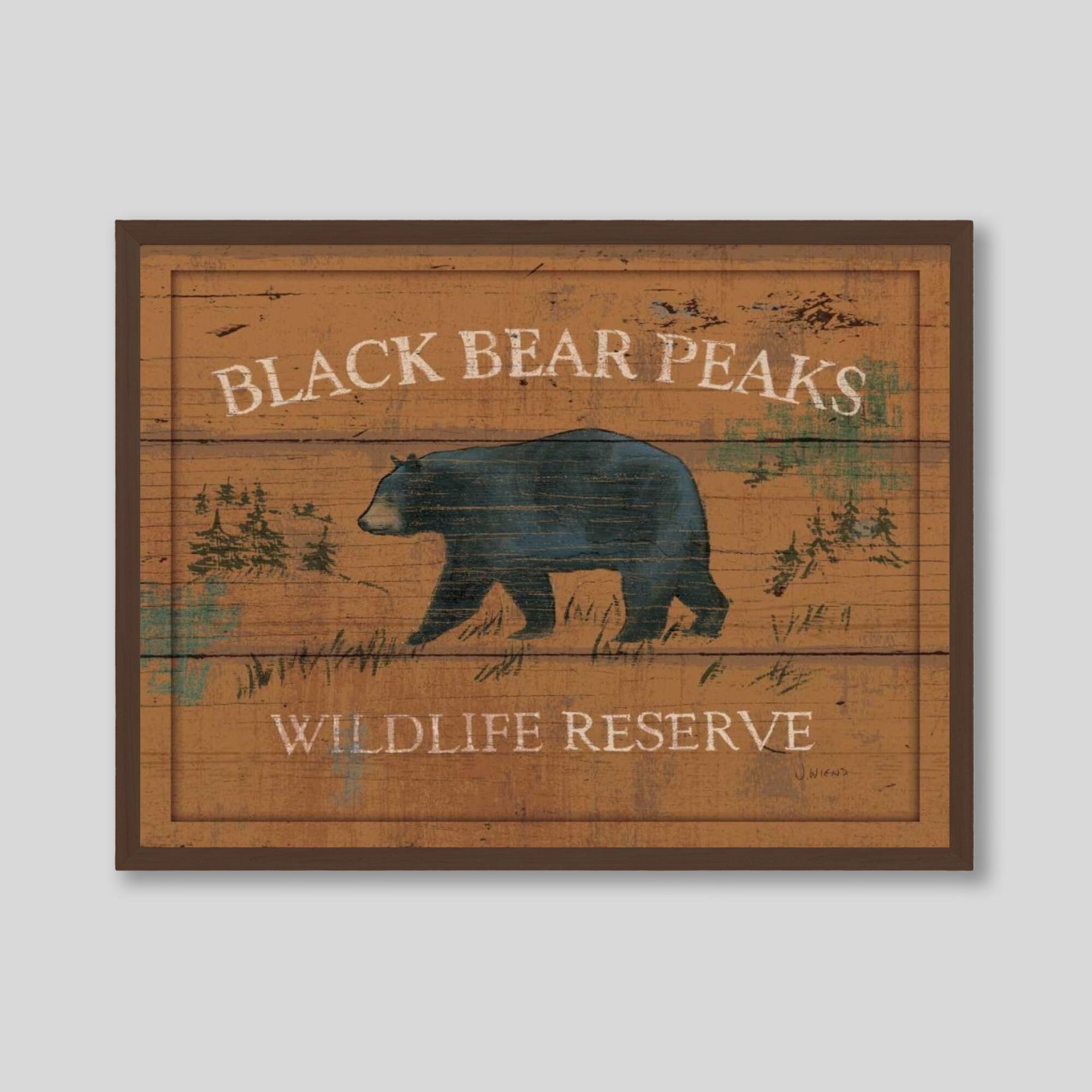 Black Bear Rustic Sign Art Print: Cabin Lodge Wall Decor - Etsy