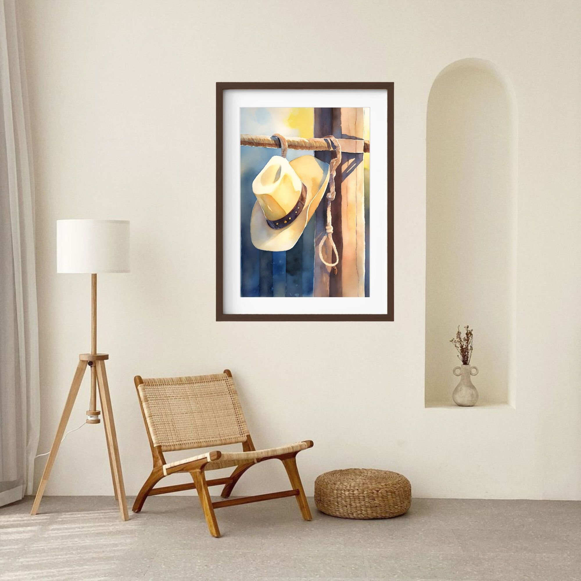 Cowboy Hat Watercolor Painting Print, Rustic Ranch Style Texas Wall Art ...