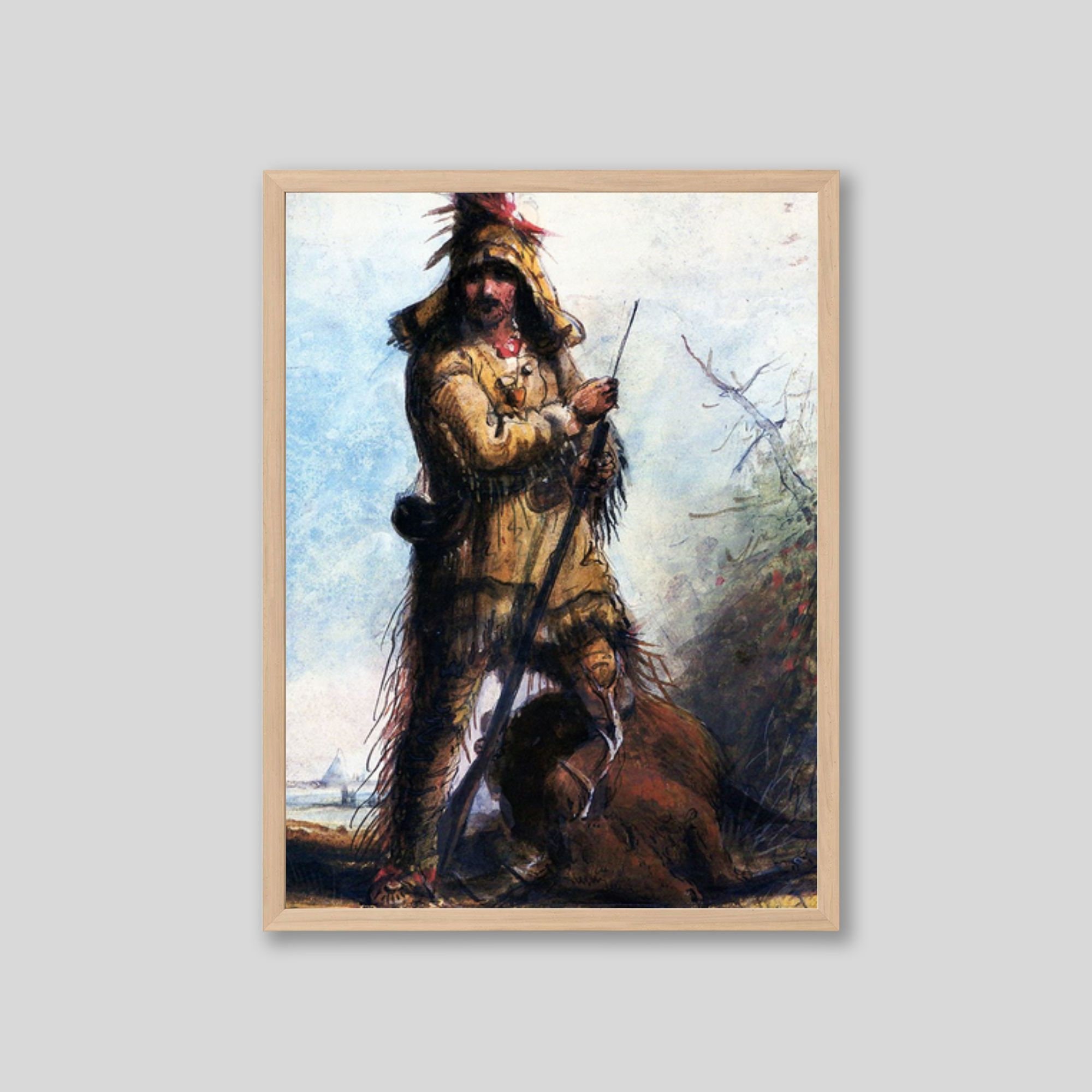 Old Bill Williams Print: Wild West Trapper Portrait, Rustic Cabin Art ...