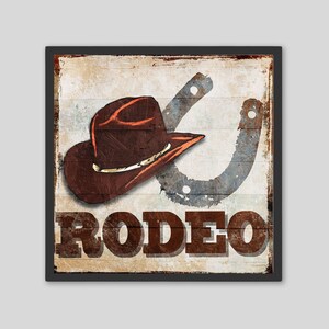 Rodeo Symbol Illustration Print, Plaque Style Painting for Western ...