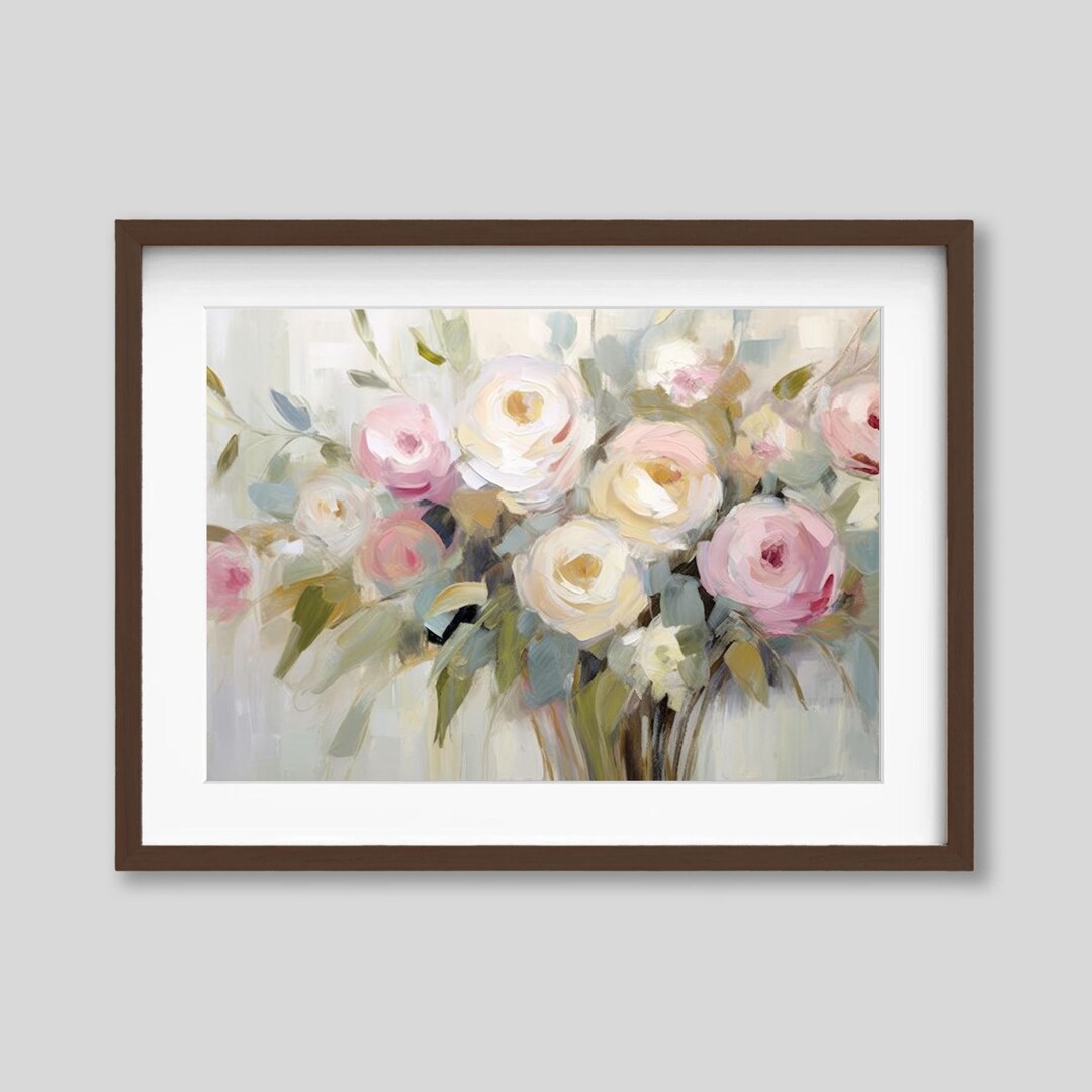 Spring Flower Bouquet Botanical Painting Print, Vintage Floral ...