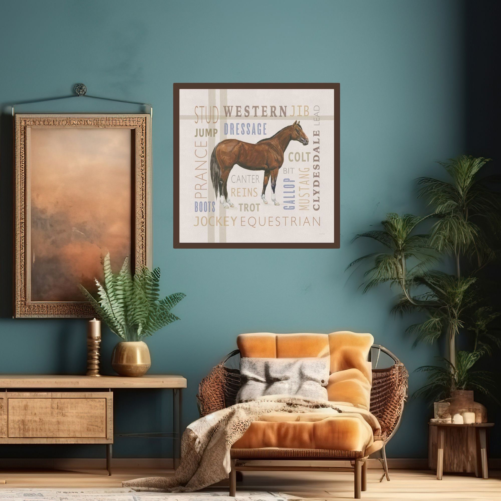 Horse Riding Design Poster Print, Equestrian Wall Art Country Themed ...