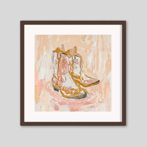 Colorful Pastel Cowboy Boots Oil Painting Print, Abstract American ...