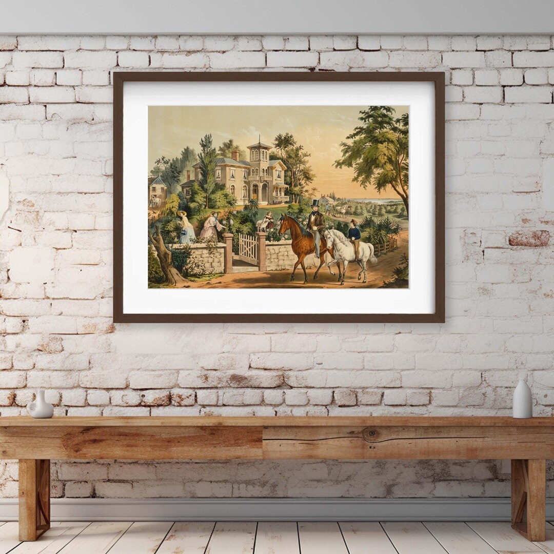 Currier and Ives Print: 19th Century American Country Life Farmhouse ...